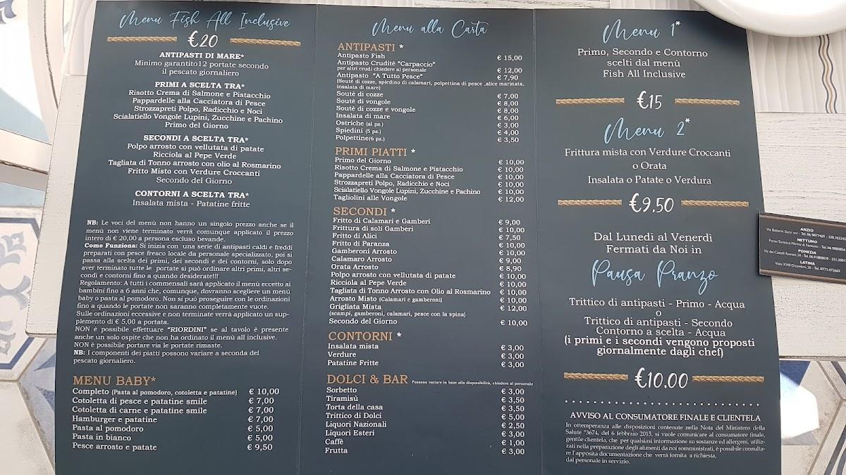 Menu at A Tutto Pesce Torre Angela restaurant, Rome