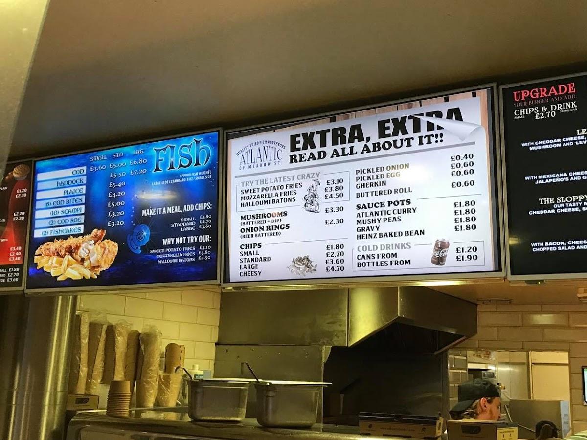 Menu at Atlantic Fish Bar, Weston-super-Mare