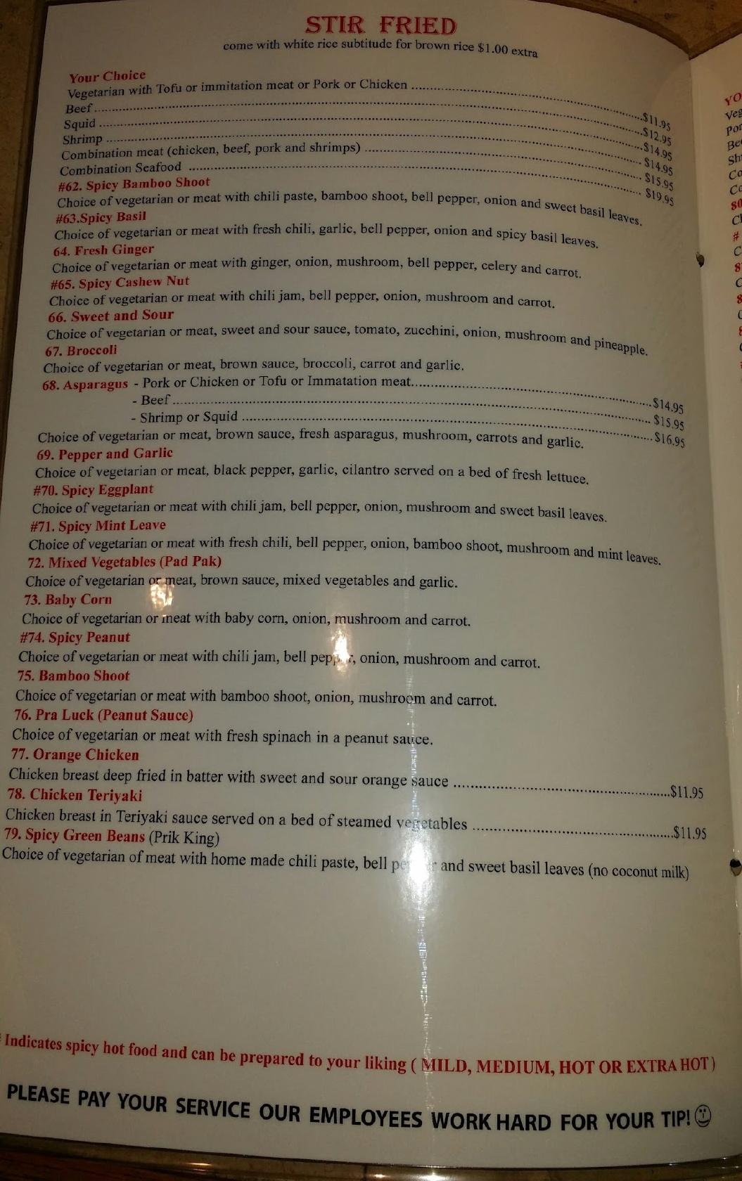 Menu at Blue Elephant Thai Cuisine restaurant, Port Hueneme