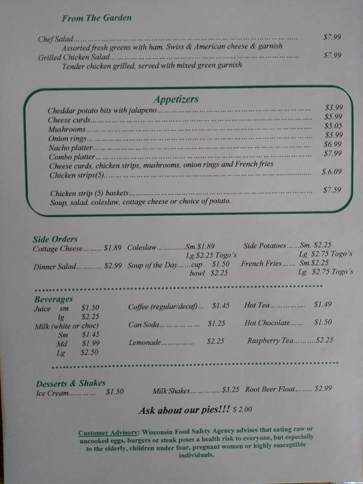 Menu at Bunny Hop Cafe, Junction City