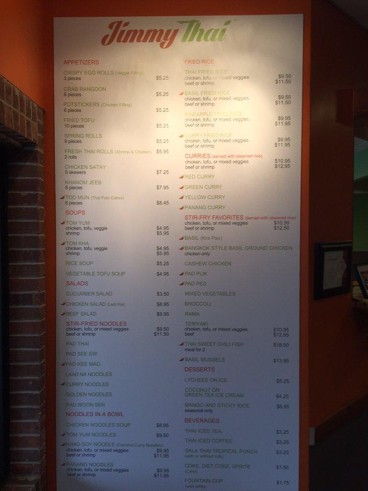 Menu at Jimmy Thai/Ramen Time restaurant, Deerfield