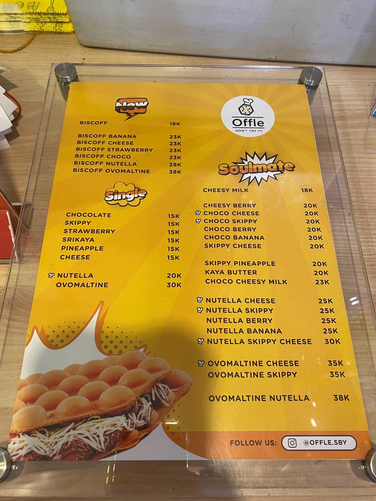 Menu at Offle Waffle - PTC Surabaya, Surabaya