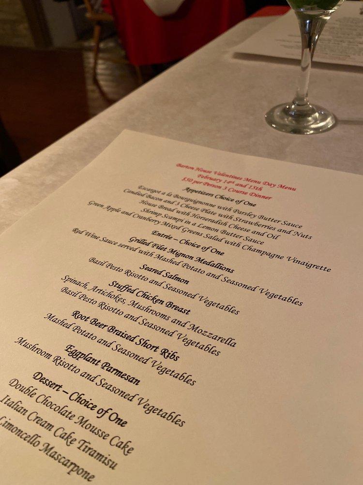 Menu at The Barton House of Salado, Salado
