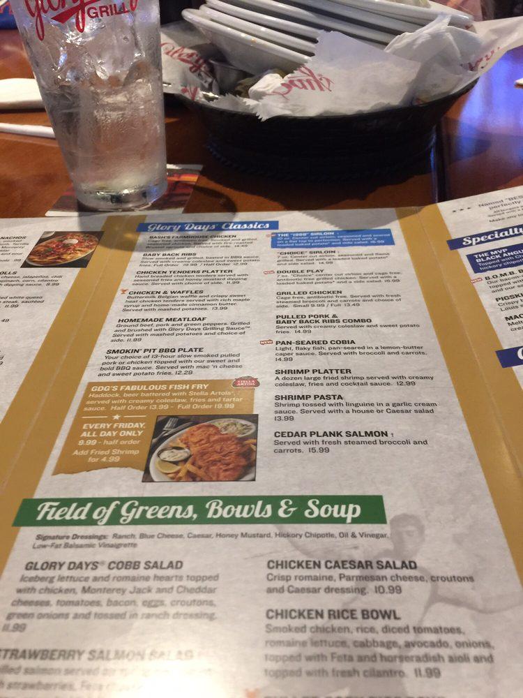 Menu at Glory Days Grill pub & bar, Lutz