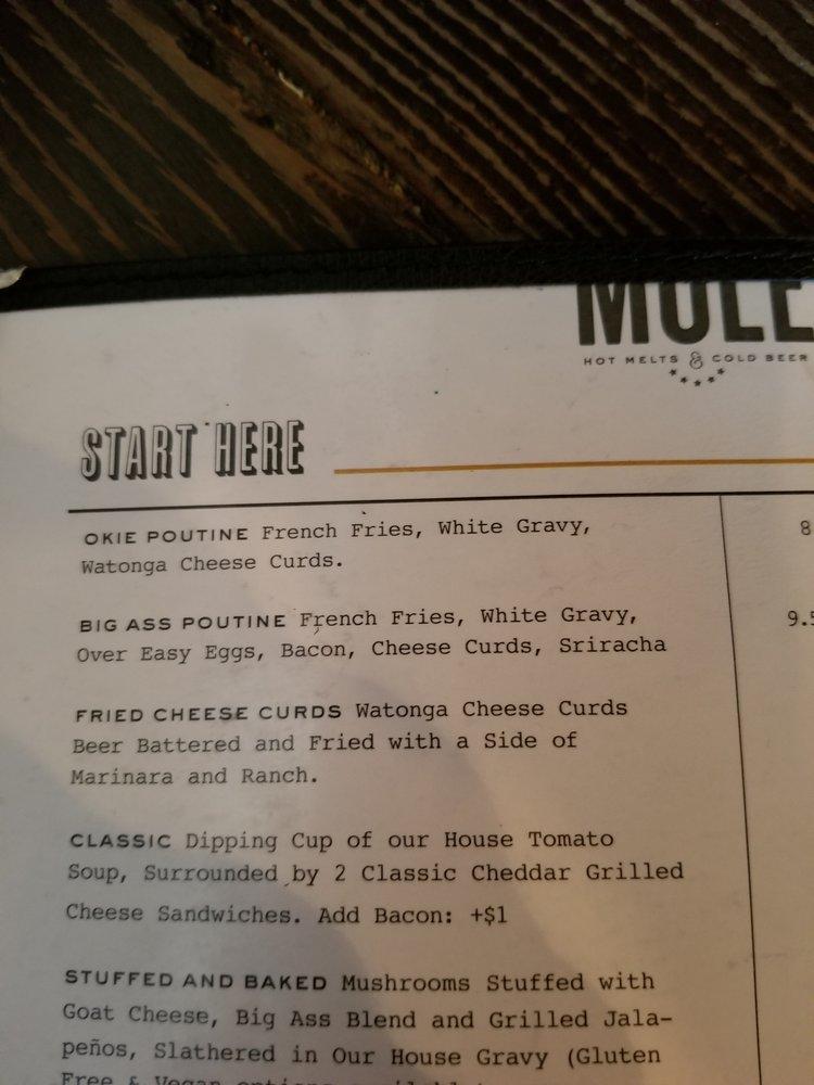 Menu at The Mule pub & bar, Oklahoma City, NW 16th St