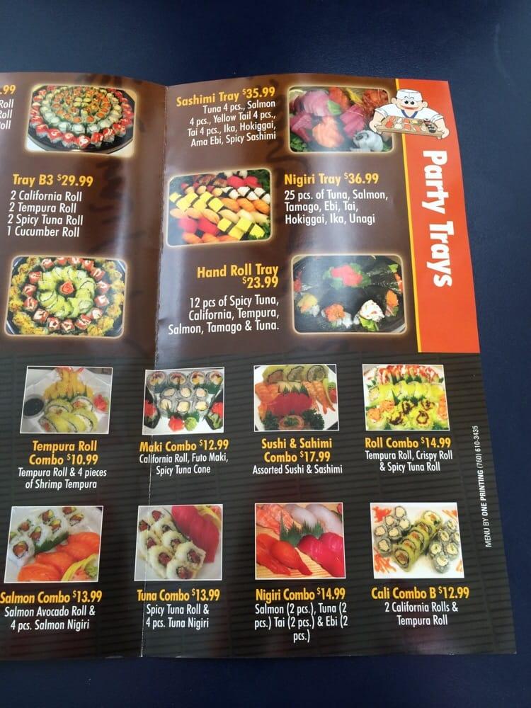 Menu at To Go Sushi restaurant, Rancho Mirage