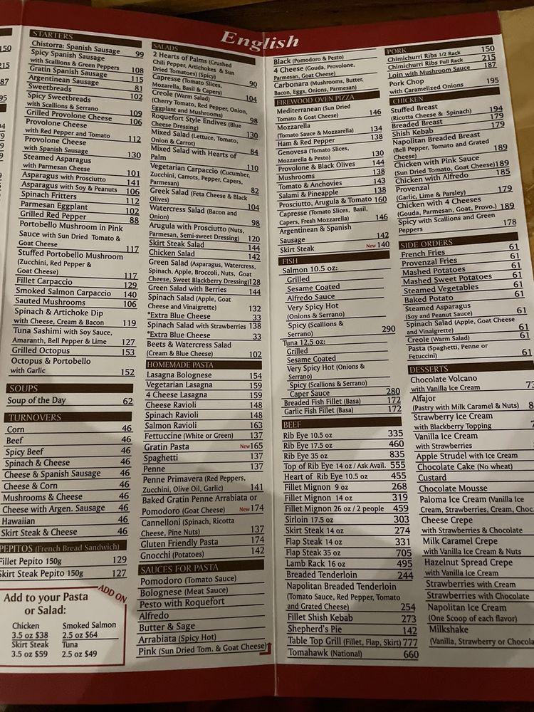Menu at Ajijic Tango steakhouse, Ajijic, Morelos 19