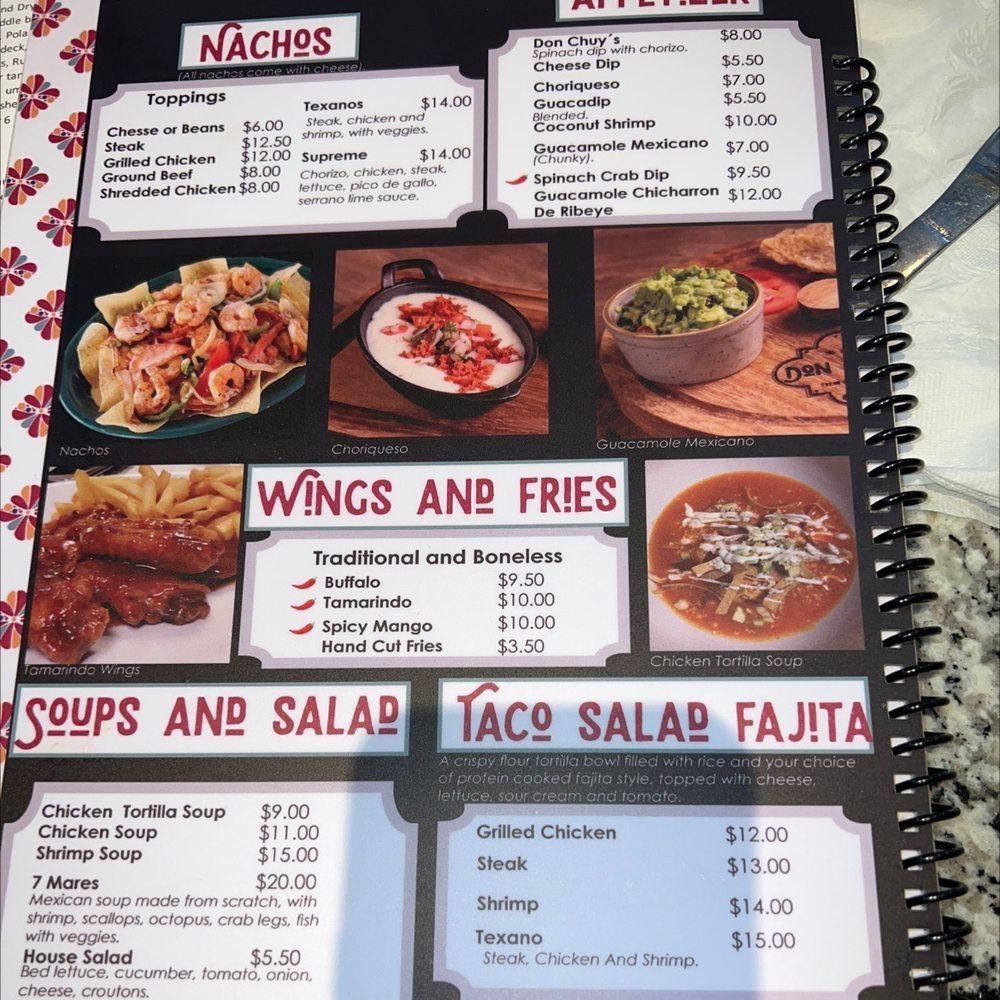 Menu at Don Chuy's Fresh Mex & Cantina steakhouse, Lee's Summit