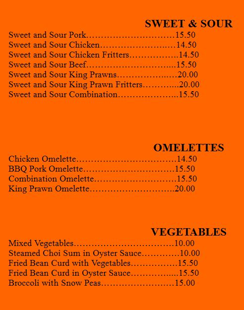 Menu at Moon Palace Chinese Restaurant, Caringbah