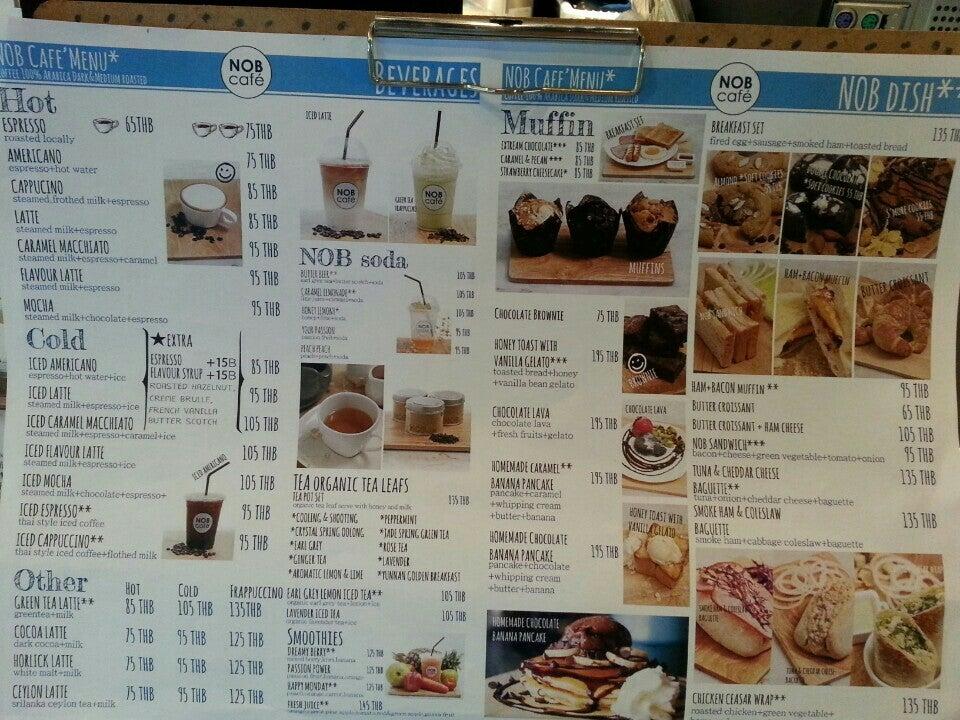 Menu at NOB café cafe, Bangkok