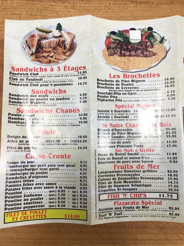 Menu at Pizzarata pizzeria, Laval