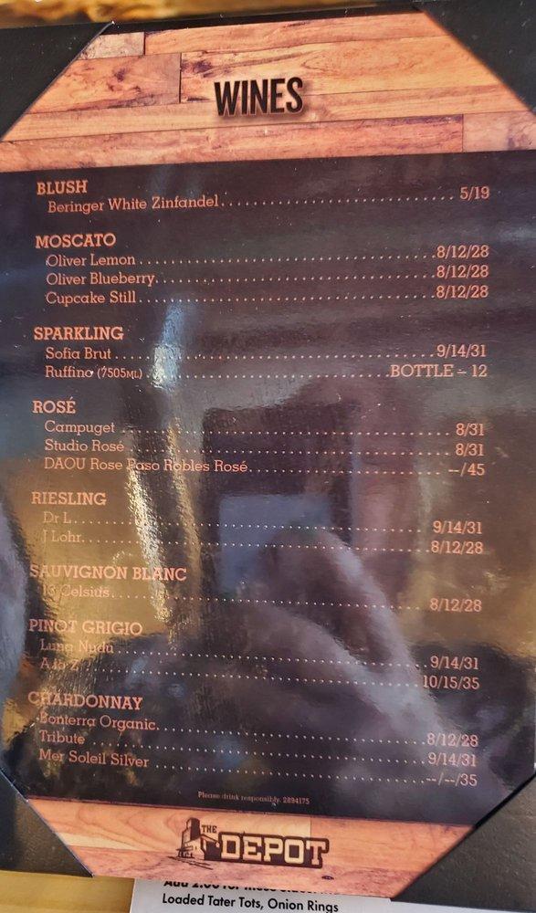 Menu at The Depot restaurant, Greenfield