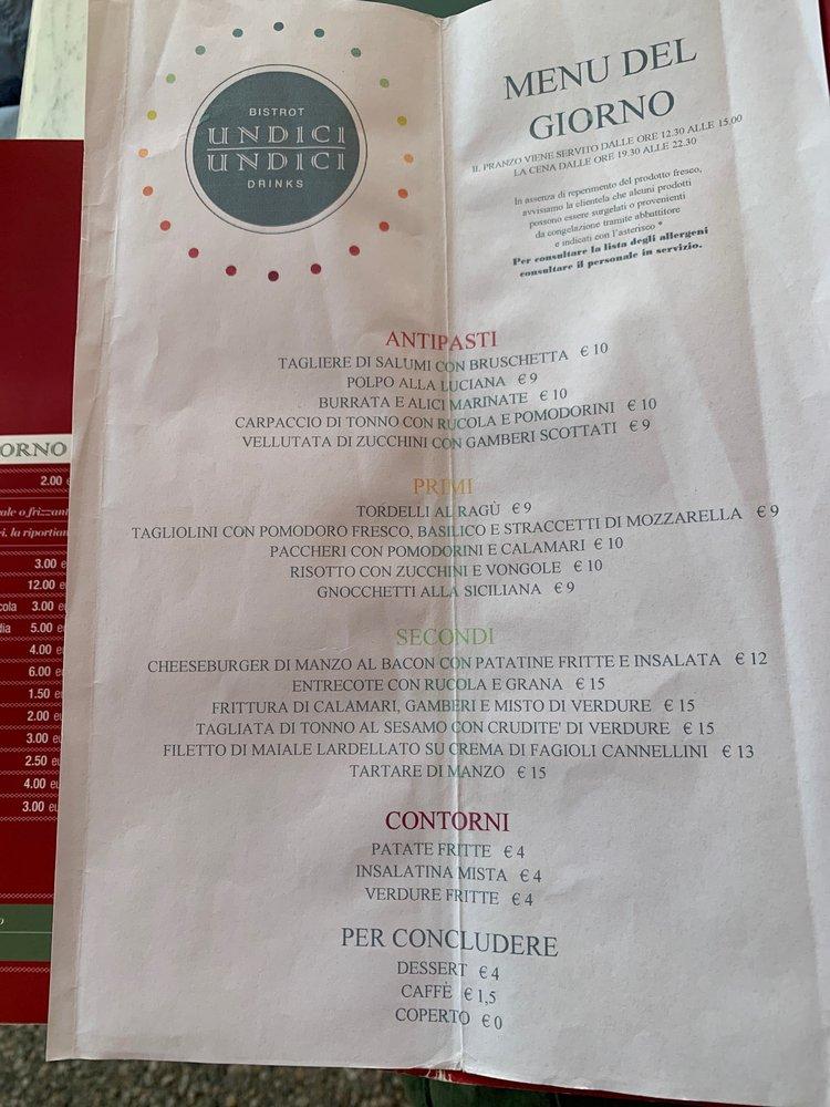 Menu da Undici Undici Lucca pub & bar, Lucca