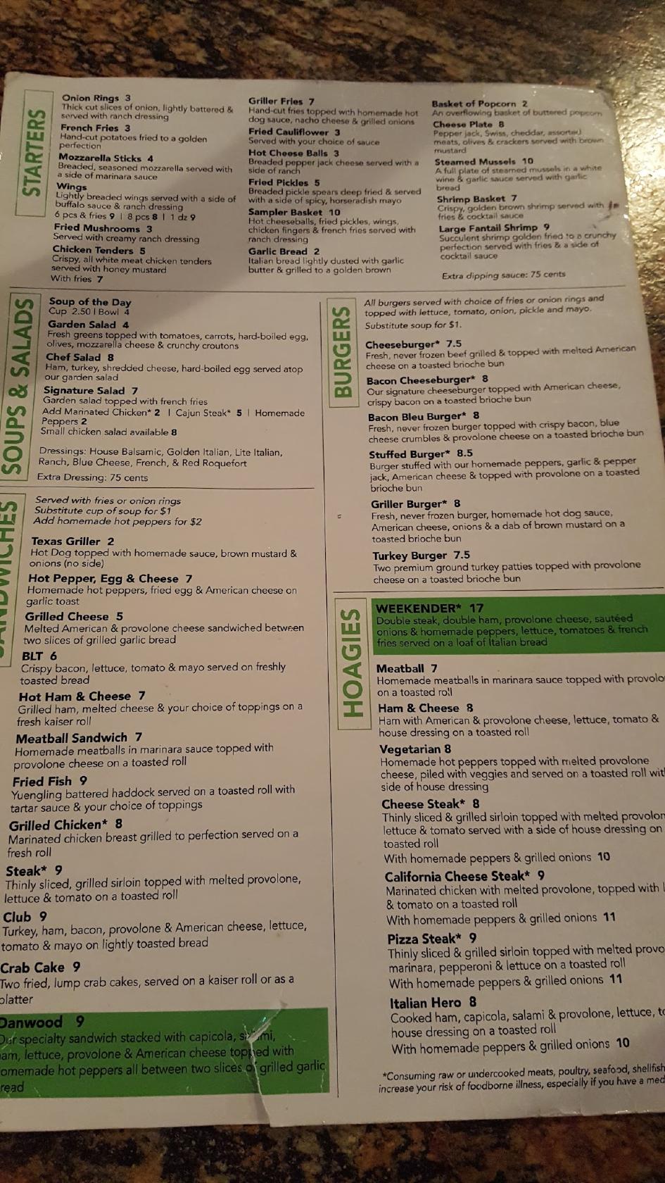 Menu at Argonne Café pub & bar, Hollidaysburg