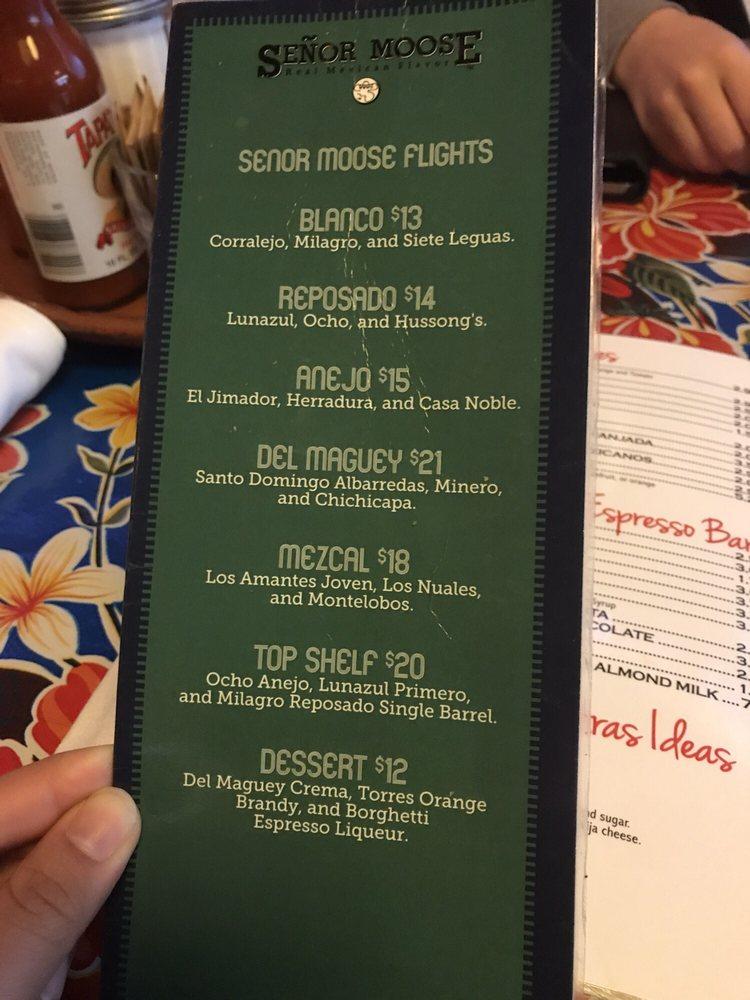Menu at El Moose restaurant, Seattle