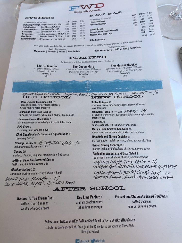 Menu at Fishing With Dynamite pub & bar, Manhattan Beach