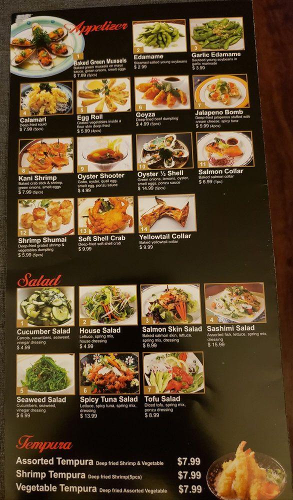 Menu at Jin Sushi restaurant, Downey