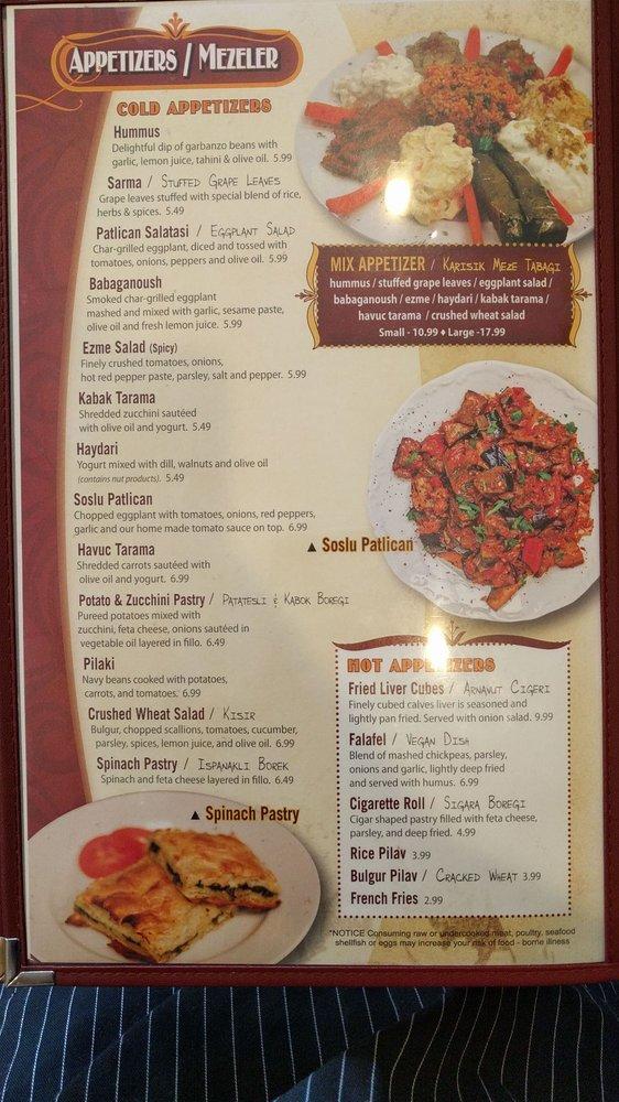 Menu at Anatolian Kitchen restaurant, Bethlehem