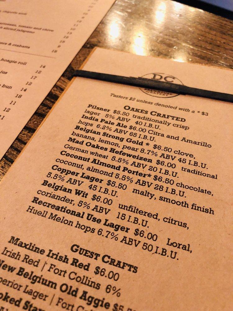 Menu at DC Oakes Brewhouse And Eatery pub & bar, Fort Collins