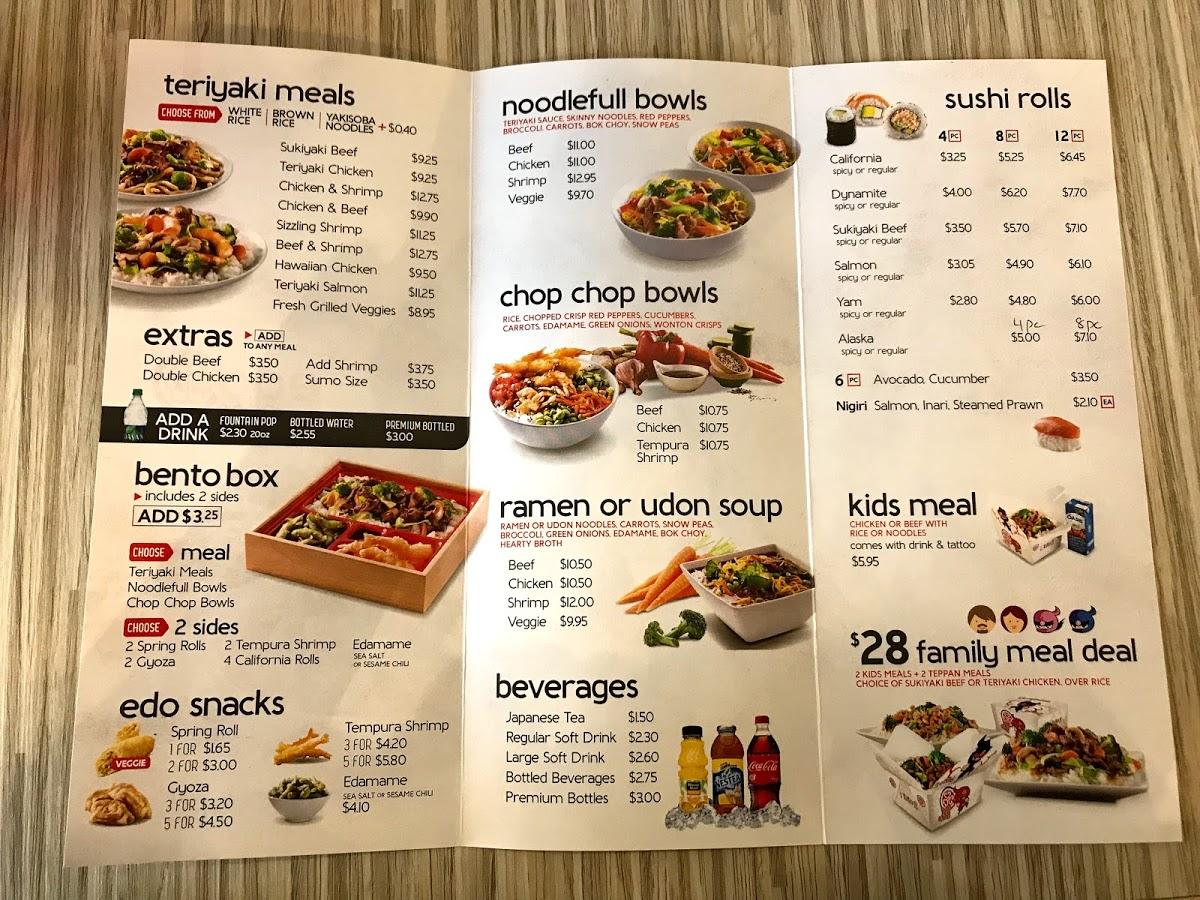 Menu at Edo Japan - Heartland Town Centre - Grill and Sushi fast food ...
