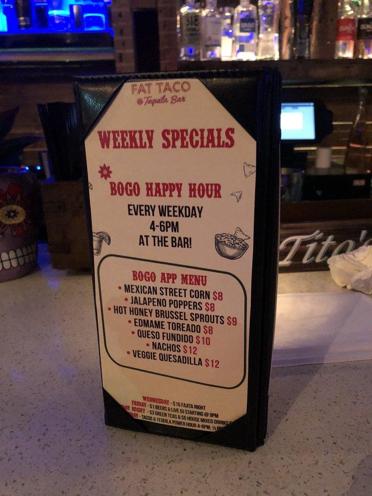 Menu at FAT TACO TEQUILA BAR Hoboken, Hoboken, 32 Newark St.