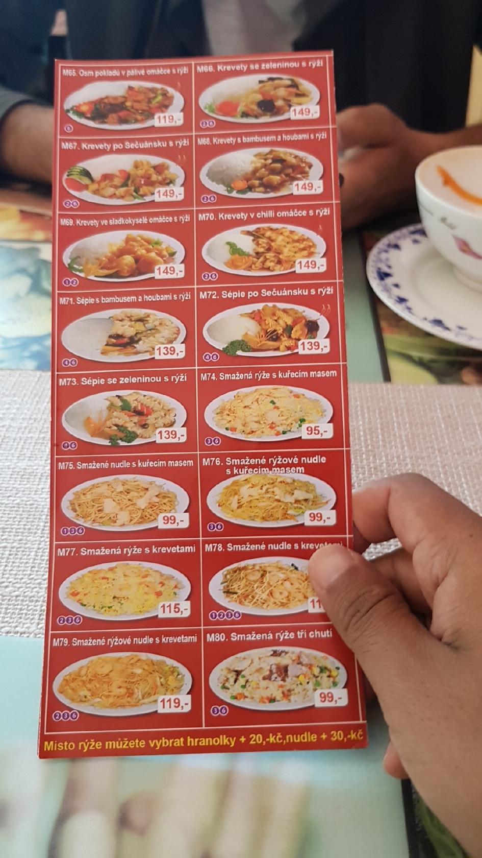 Menu at Jin Yu Lou Chinese Restaurant, Prague