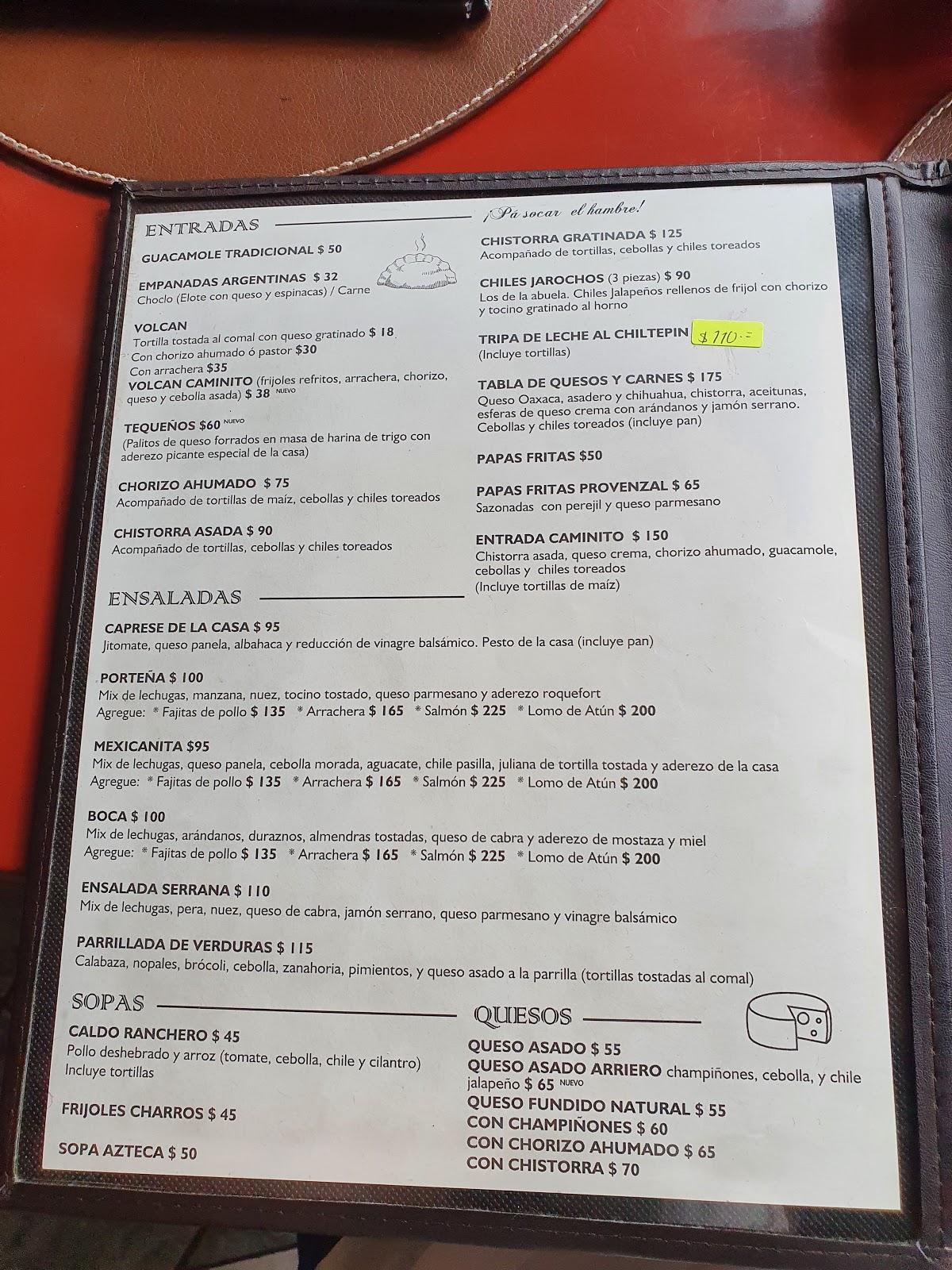 Carta del restaurante La Boca, Papantla del Olarte, Aquiles Serdán #700