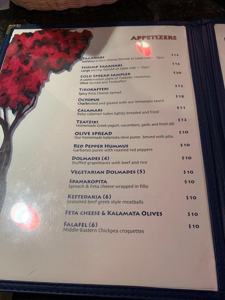 Menu at Mykonos Kuzina Greek Restaurant, North Naples