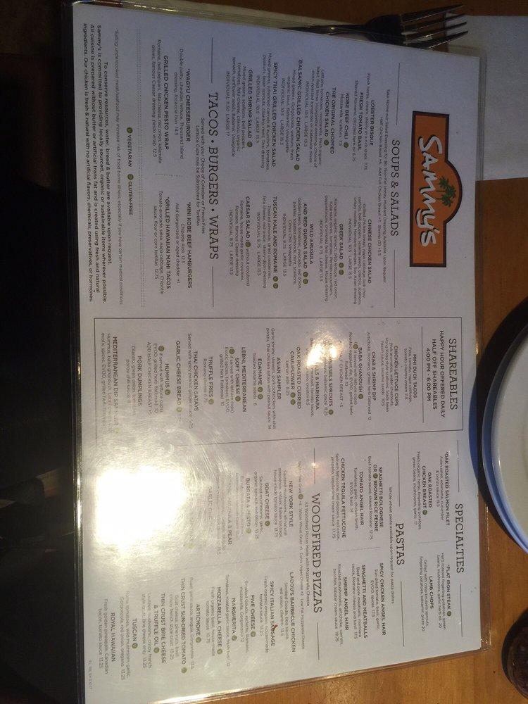 Menu at Sammy's Woodfired Pizza pizzeria, Las Vegas, W Sahara Ave