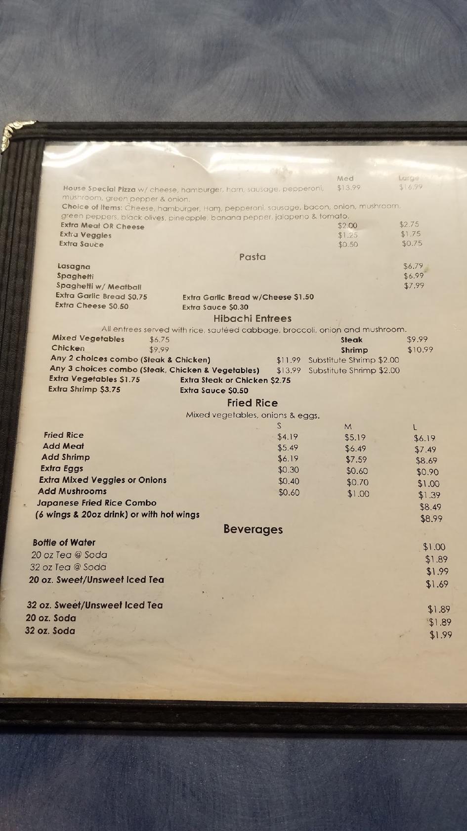 Menu at Steve's Pizza & Hot Subs pizzeria, Carthage