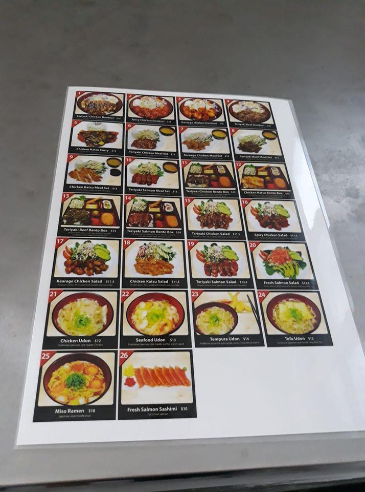 Menu at Sushi Club, Napier
