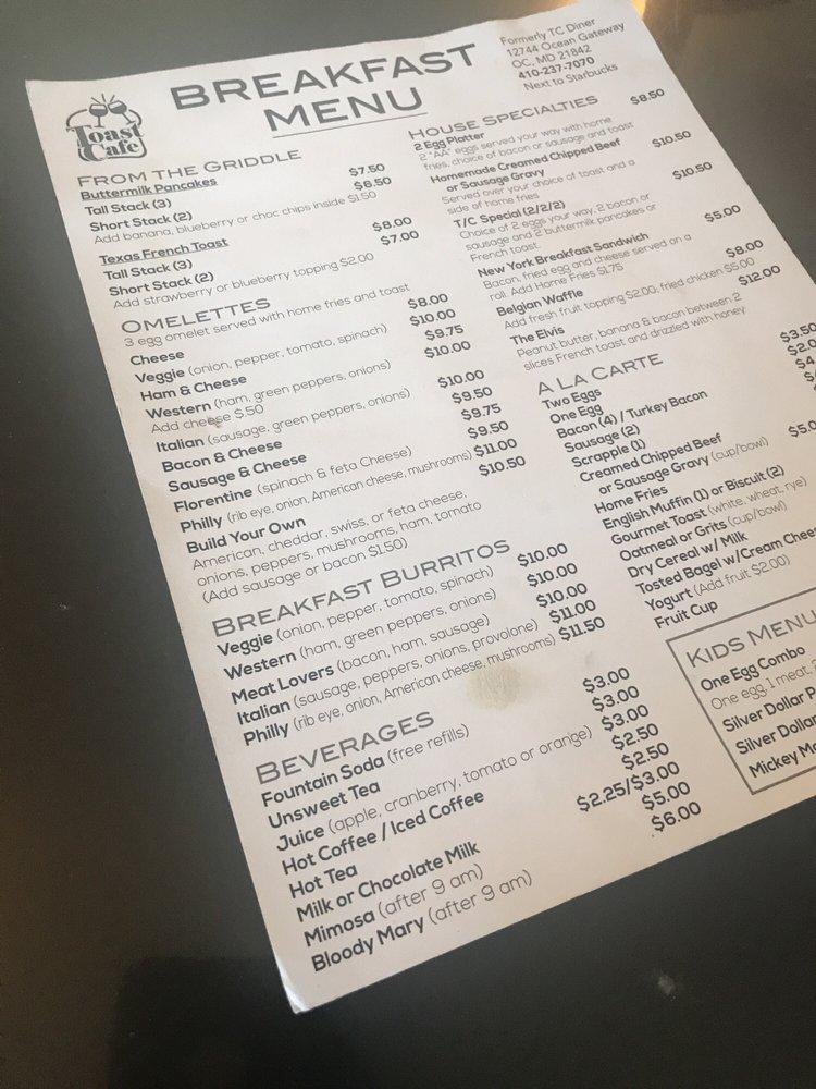 Carta de TC Diner, Ocean City, Ocean Gtwy Ste 7