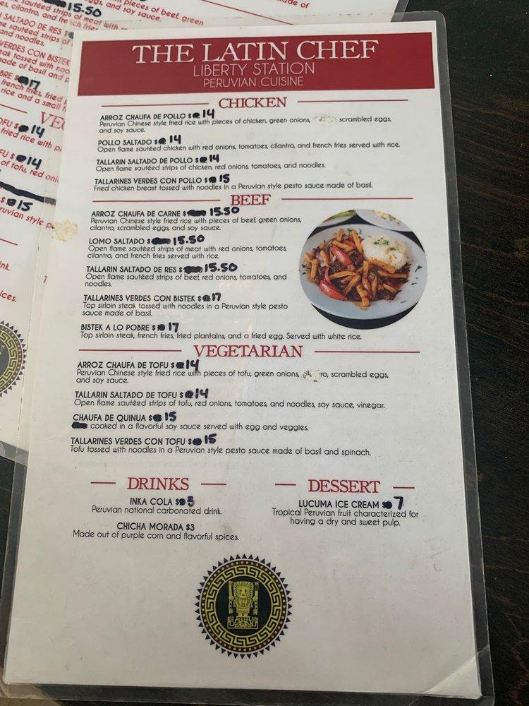 Menu at The Latin Chef Liberty Station restaurant, San Diego