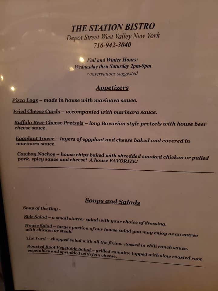 Menu at The Station Bistro pub & bar, West Valley
