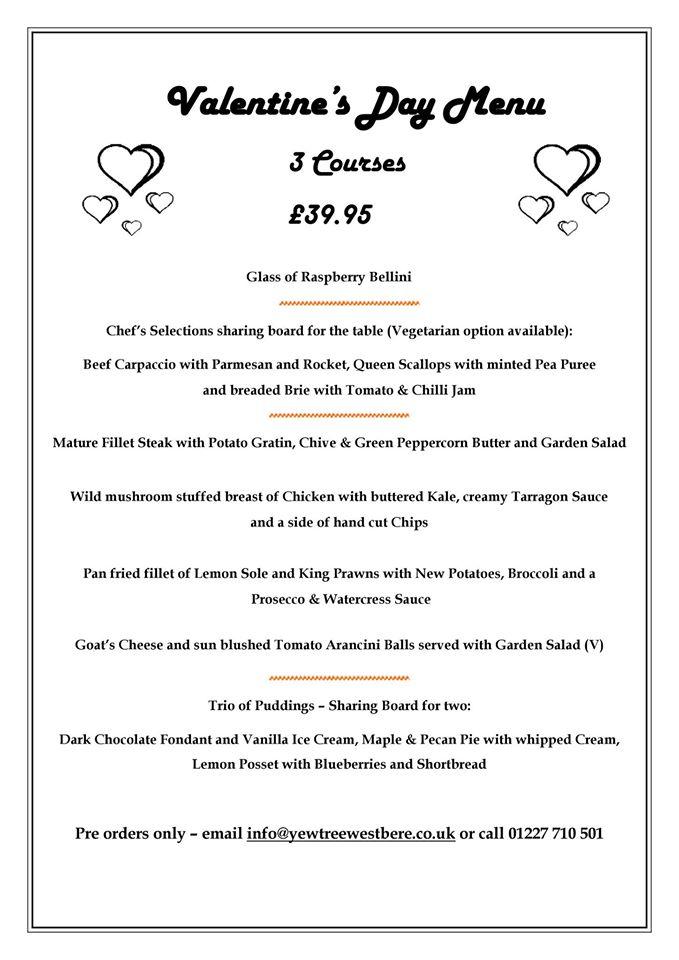 Menu at The Old Yew Tree pub & bar, Westbere, 32 Westbere Ln