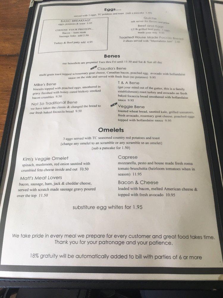 Menu at Town & Country Cafe, Tracy