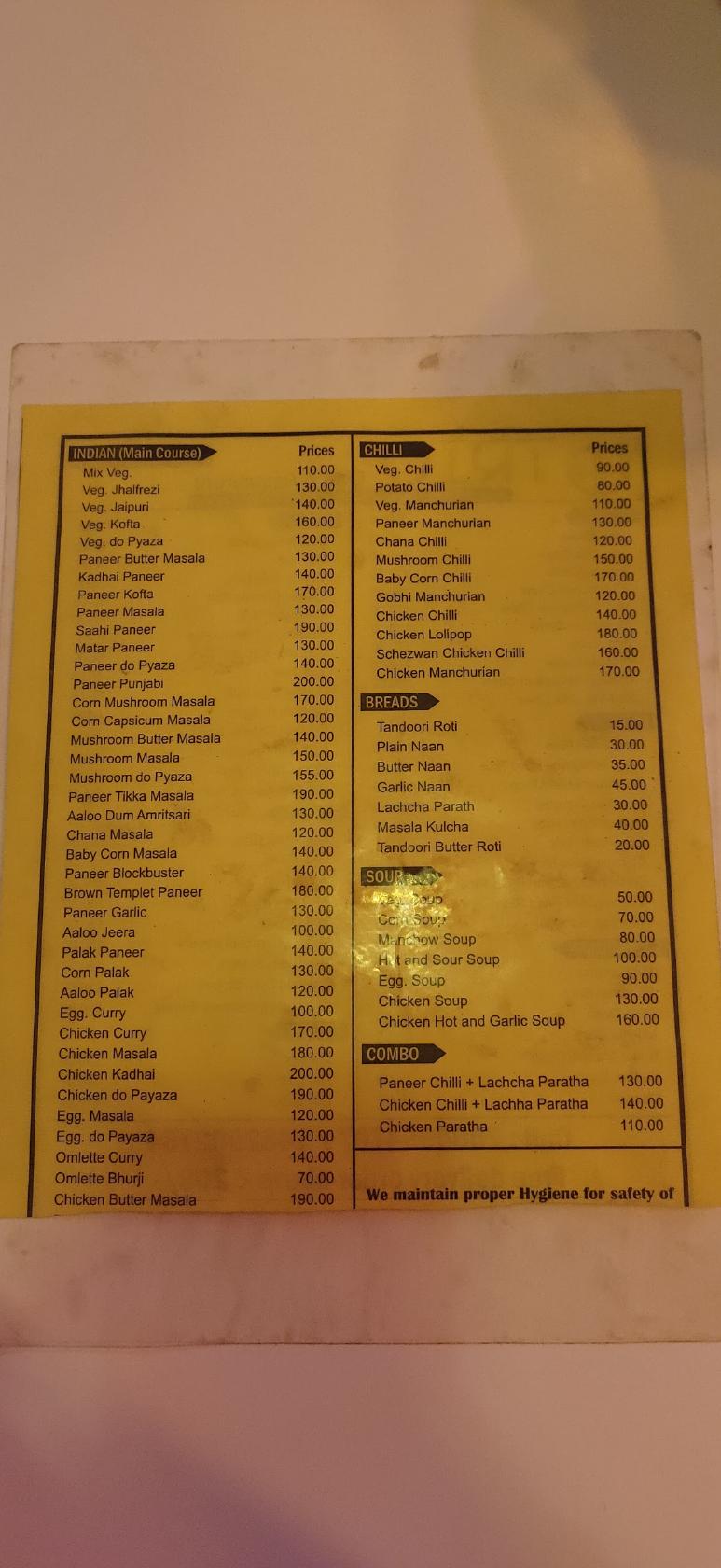 Menu at Trio Restaurant, Ranchi