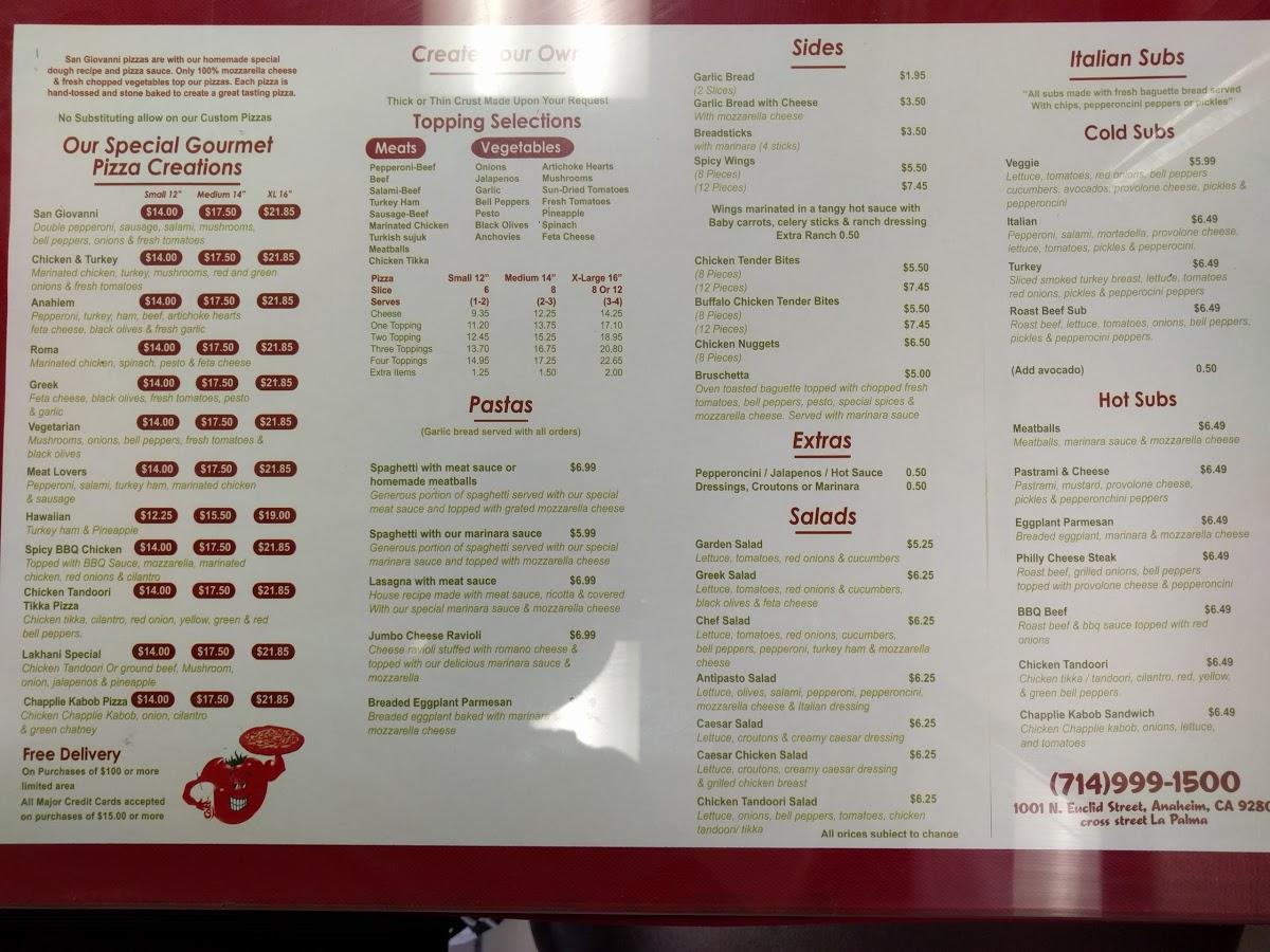 Menu at Fusion Halal restaurant, Anaheim