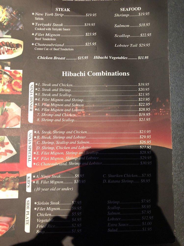 Menu at Ninja Steak and Sushi restaurant, Braselton, Old Winder Hwy