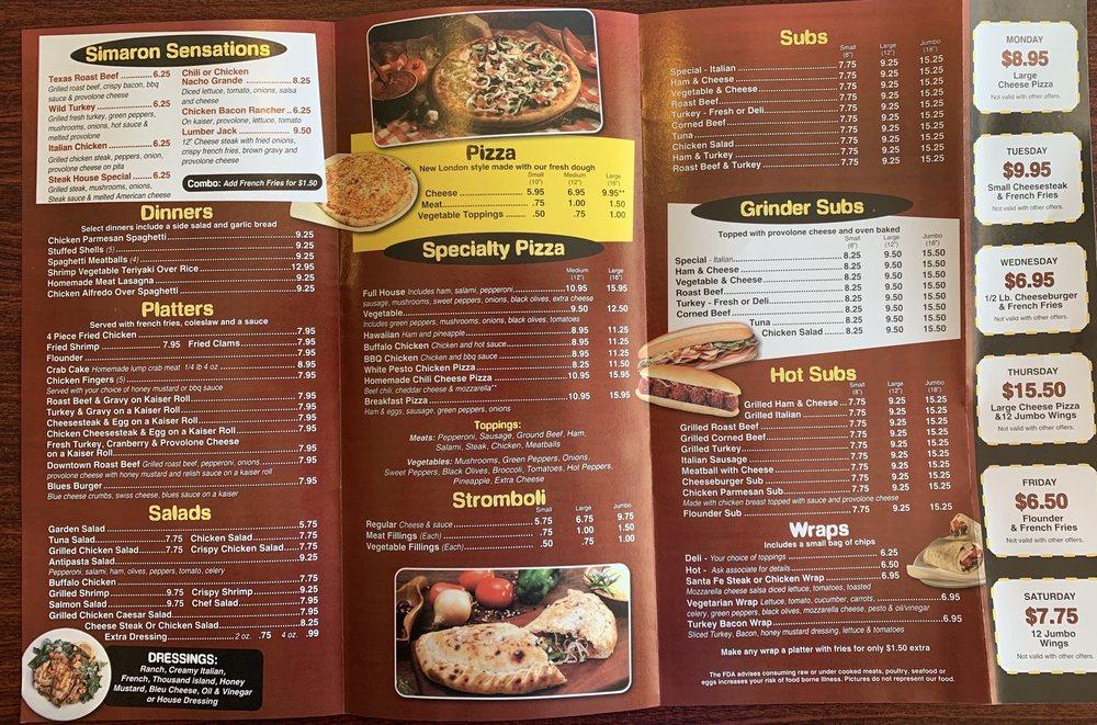 Menu at Simaron Pizza & Steak Shop pizzeria, Dover