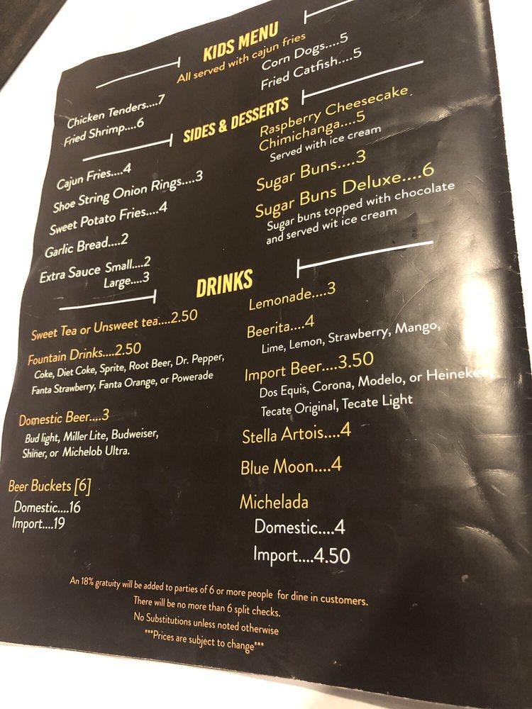 Menu at The Crawfish Pot & Oyster Bar, Houston