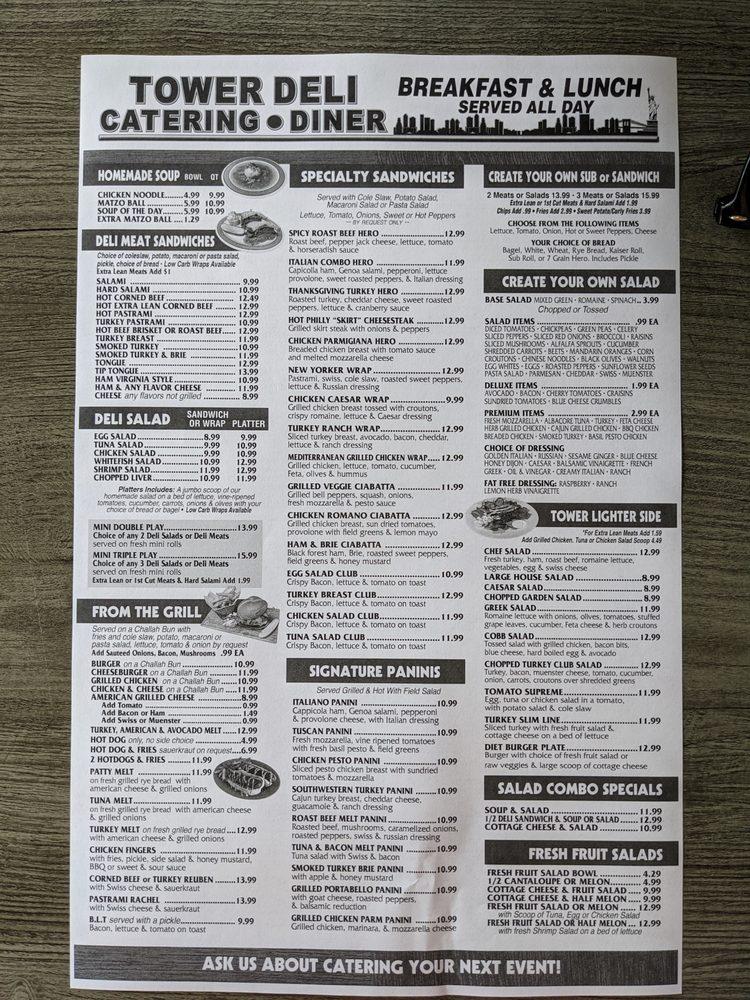 Menu at Tower Deli and Diner restaurant, Davie, S University Dr