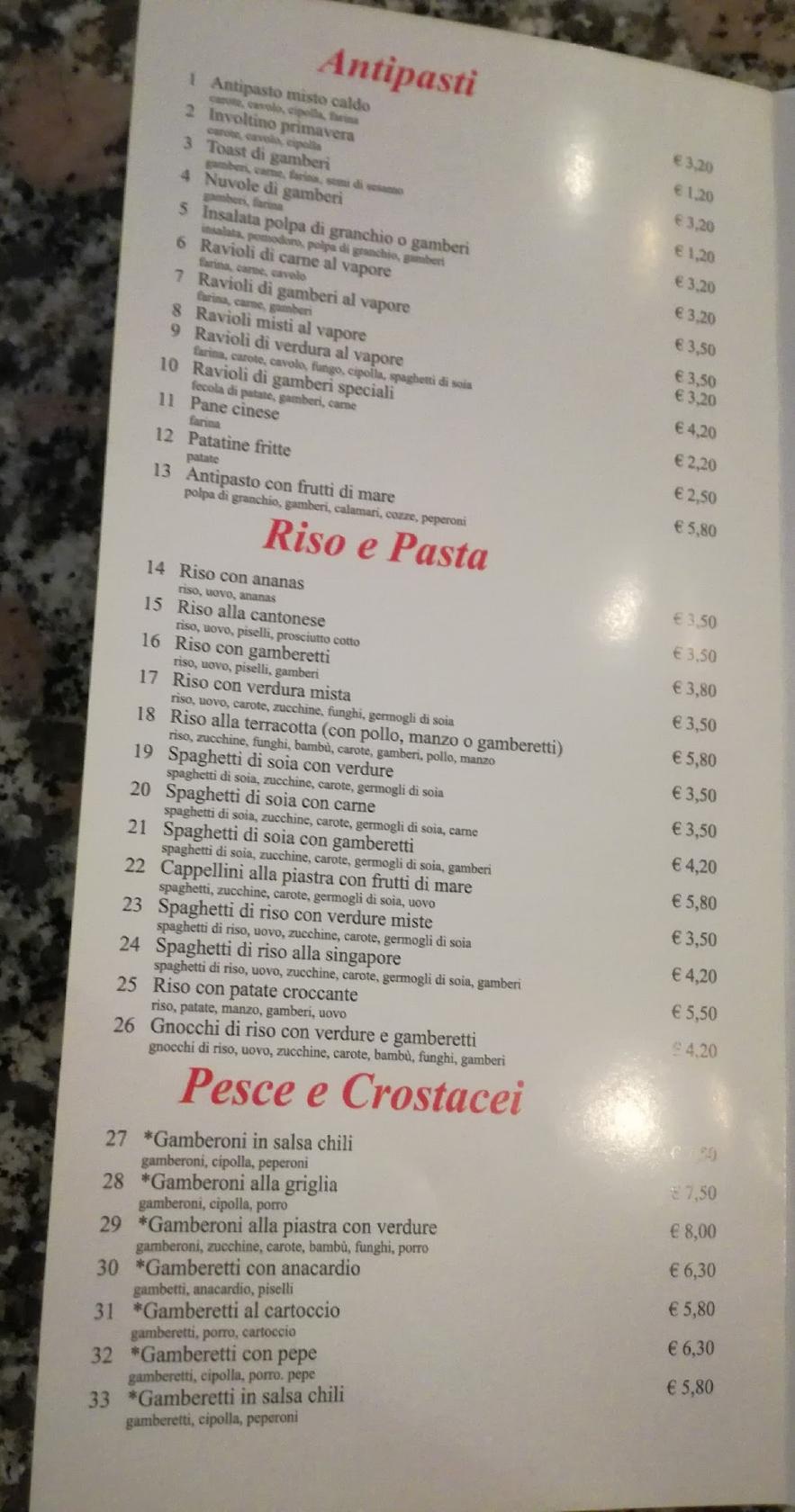 Menu at ristorante Cinese Nuovo Millennio, Manerbio