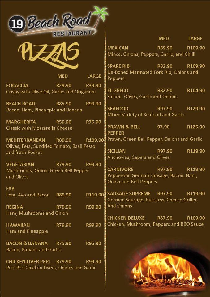 Menu at 19 Beach Road Restaurant, Amanzimtoti