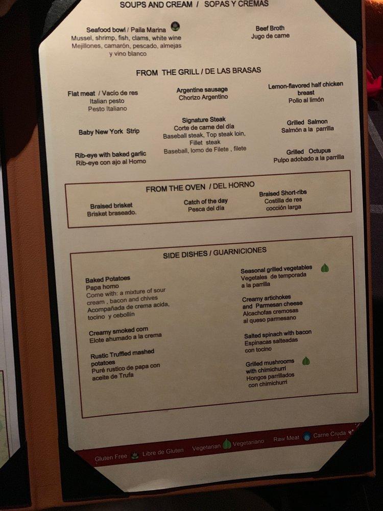 Menu at Bluewater Grill steakhouse, Cancún, Blvd. Kukulcan Km. 14.5