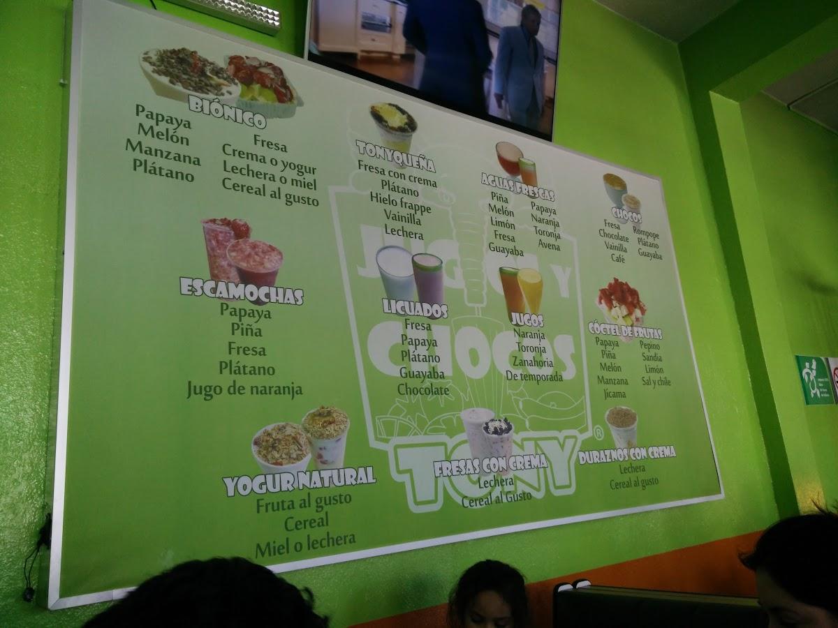 Carta del pub y bar Jugos Y Chocos Tony, Aguascalientes, Aguascalientes ...