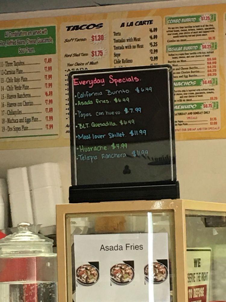 Menu at Las Marias restaurant, Monrovia