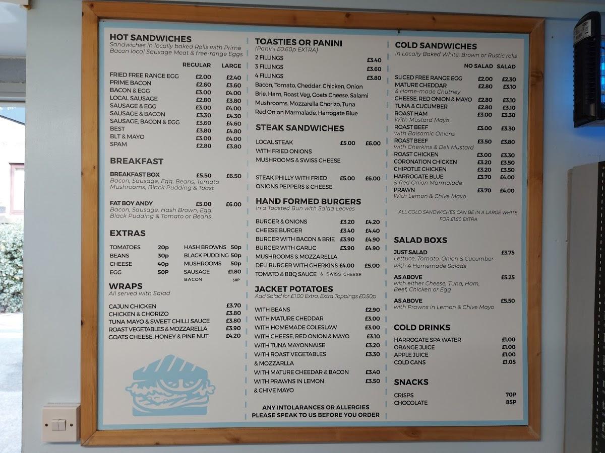 Menu at The Sandwich Box fast food, Pateley Bridge