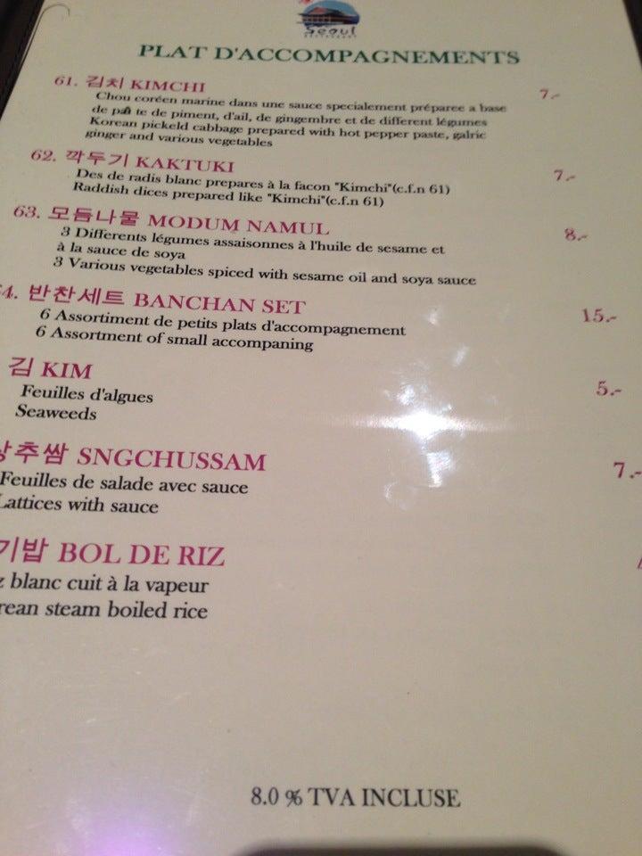 Menu at Seoul, Geneva