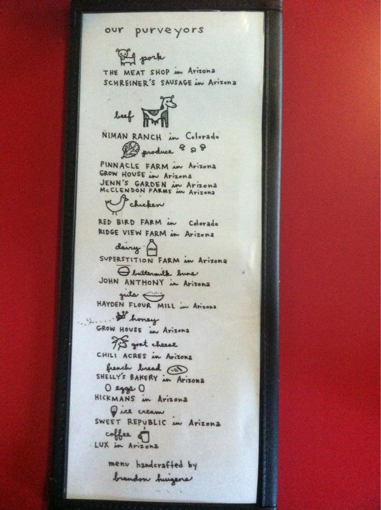 Menu at Welcome Diner restaurant, Phoenix, 929 E Pierce St